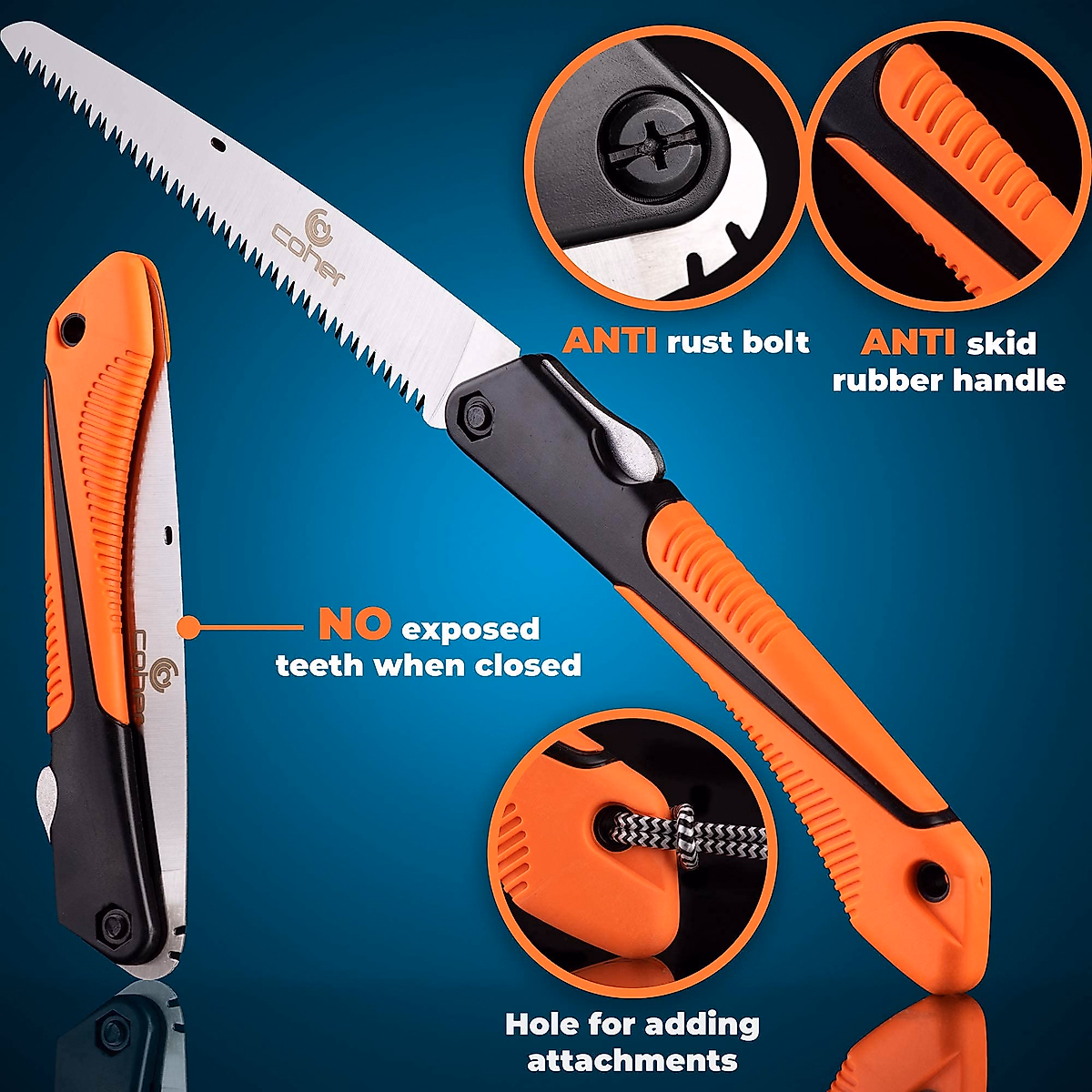 Folding Saw, 8 Inch Rugged Blade Hand Saw, Best for Camping, Gardening, Hunting | Cutting Wood, PVC, Bone, Pruning Saw with Ergonomic Non-Slip Handle Design