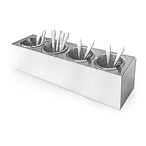 Flatware Organizers Stainless Steel Cylinder Flatware Silverware Utensil Holder Organizer Caddy (4 holes)