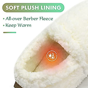 COFACE Womens Slippers Fuzzy Memory Foam Soft Plush Sherpa Fleece Lining Slippers For Women With Cozy Cushion Ladies Lightweight Warm Cloud Slippers Beige Size 8