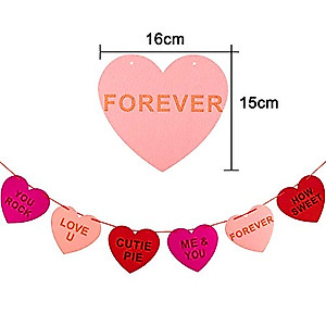 Whaline Valentine's Day Felt Heart Garland Banner for Indoor Outdoor Wedding Engagement Anniversary Party Favor(9.8 feet)