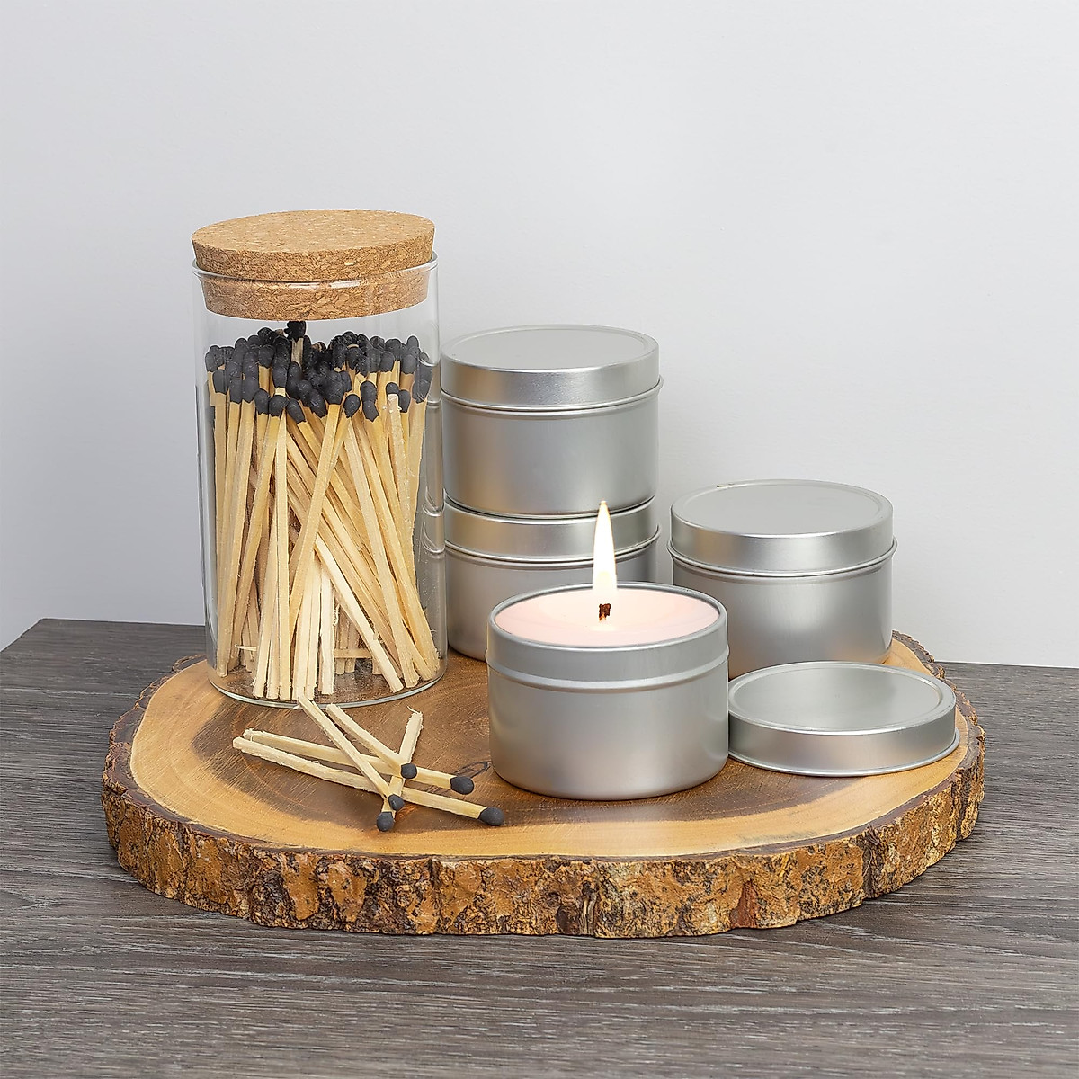 Cornucopia Brands 4-Ounce Metal Tins/Candle Tins (24-Pack); Round Containers w/Slip-On Lids for Party Favors, Candle Making, Spices, Gifts