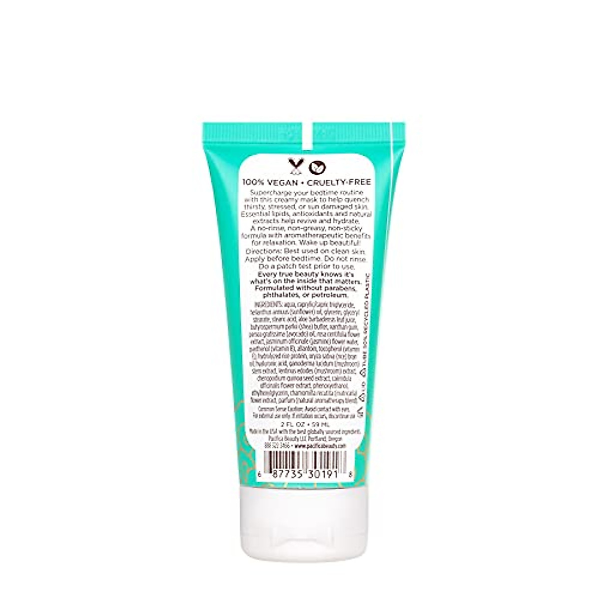 Pacifica Beauty, Wake Up Beautiful Overnight Face Mask, Moisturizer, Hyaluronic Acid, Vitamin E, Anti-Aging, For Dry to Oily Skin, Paraben-Free, Sulfate-Free, Alcohol-Free, Vegan & Cruelty Free