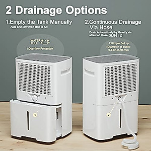 Kesnos 5500 Sq. Ft. Large Dehumidifier, 100 Pints Dehumidifiers with Drain Hose for Basements, Bedrooms, Bathrooms, Laundry Rooms - with Intelligent Control Panel, Front Display, 24 Hr Timer and 1.32 Gallon Water Tank