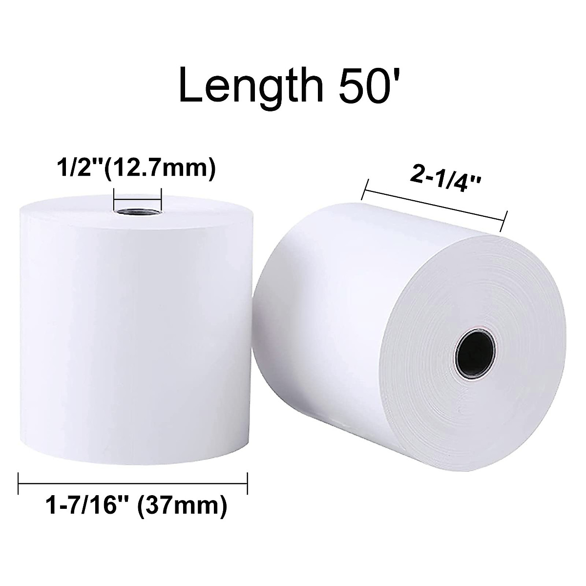 (50 Rolls) LabelMore 2 1/4" X 50' Thermal Paper Rolls, Credit Card Paper Rolls Thermal, Cash Register Roll, Premium Pos Thermal Printer Paper
