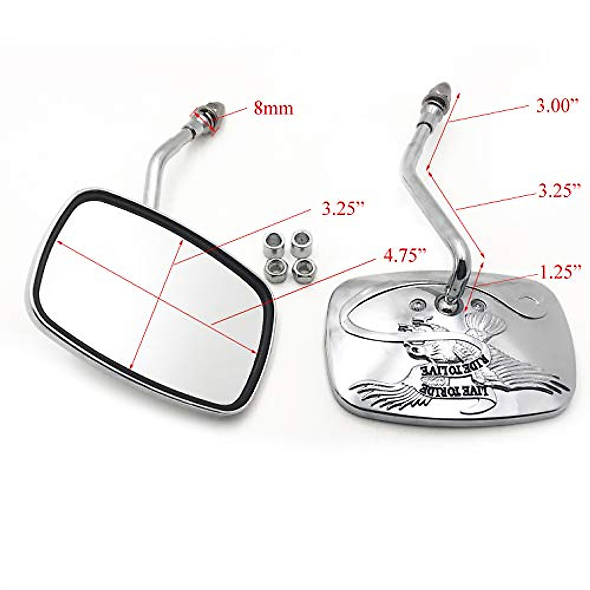SMT-RearView Mirrors Compatible With H-D street sports chopper cruiser Eagle Spirit Live to Ride Motorcycle [B00WJLZUL2]