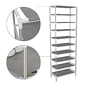 plohee Shoe Rack 10-Tier Tall Shoe Storage for Closets & Entryway Non-Woven Fabric Shoe Shelf Tower Easy Assembly (10 Tiers)