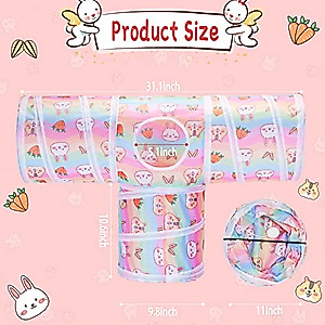 Bunny Tunnel 3 Way Rabbit Tunnel Collapsible Bunny Hideout Small Animal Activity Tunnel Toys for Rabbits Bunny Guinea Pigs Chinchilla Kitty