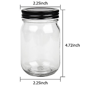 Mason Jars,Glass Jars With Lids 12 oz,Canning Jars For Pickles And Kitchen Storage,Wide Mouth Spice Jars With Black Lids For Honey,Caviar,Herb,Jelly,Jams,Set of 20…