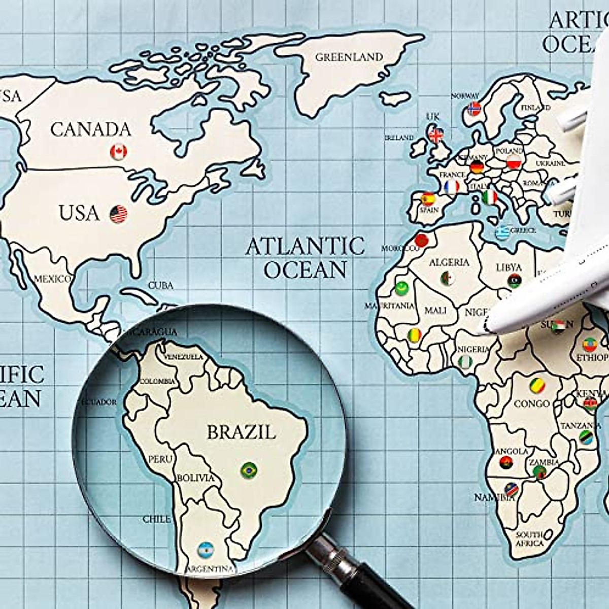 200 Pcs National Flag Thumb Tacks Country Flag Push Pins with National Flag Guide, Map Tacks Places I've Been Flag Map Push Pins for World Map Pins Flag Map Pins for Cork Board, Travel World Map