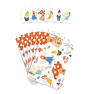 CENTRAL 23 Mushroom Wrapping Paper - 6 Eco Gift Wrap Sheet - All Occasion Wrapping Paper - Fairy - Flowers - Dwarf - Comes With Fun Stickers - Recyclable