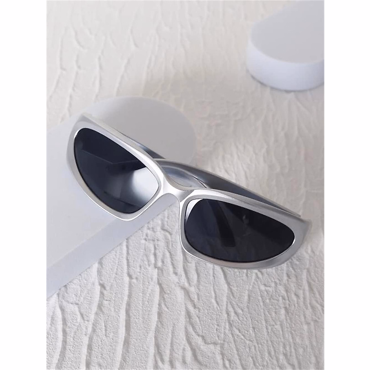 ADE WU Wrap Around Fashion Sunglasses for Women Men Trendy y2k Silver Sport Sun Glasses Goggles Futuristic Shades