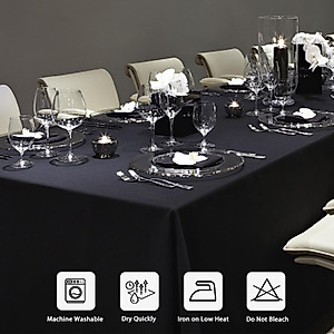 8 Pack Black Tablecloths 60 x 102 Inch Rectangular Table Cloths for Rectangle Tables 6ft, Wrinkle Resistant Black Table Cloth Washable Polyester Fabric Table Covers for Buffet Wedding Party Banquet