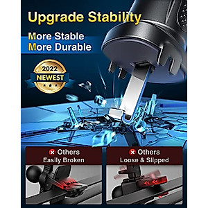 VANMASS Upgraded Car Vent Phone Mount [Patent Steel-Hook] Air Vent Holder Clip Sturdiest Shockproof Universal Mobile Cell Phone Mount Handsfree Stand Cradle for iPhone 14 13 Samsung Galaxy,Black