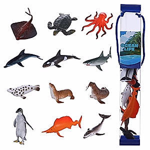 Animal Figures, 72 PCS Realistic Mini Dinosaur Insect Sea Farm Reptile Wild Jungle Animal Toys, Zoo Animals Playset, Cake Topper Party Favors for Kids 1, 2, 3 Year Olds