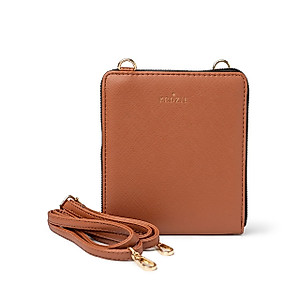 KEDZIE Best Little Bag in Saffiano Vegan Leather Crossbody Bag For Women With Removable Adjustable Strap - Chestnut