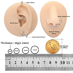 VOJO G23 Titanium Moon Daith Rook Piercing Earrings Jewelry Tragus Helix Nose Rings Cartilage for Women (8mm, CZ Silver)