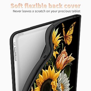 Sunflowers Butterfly Case for Samsung Galaxy Tab S8 (2022) / Galaxy Tab S7 (2020) 11 inch, Multiple Viewing Angles Case with S Pen Holder Auto Sleep/Wake for Galaxy Tab S8 2022
