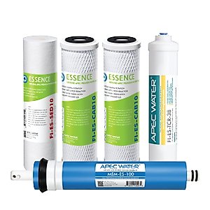 APEC Water Systems FILTER-MAX-ES100 100 GPD High Capacity Complete Replacement Filter Set For Essence Series Reverse Osmosis Water Filter System Stage 1-5