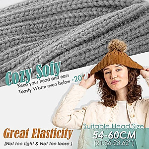 FURTALK Womens Beanie Satin Lined Knitted Beanie with Pom Winter Hats for Women (Grey)