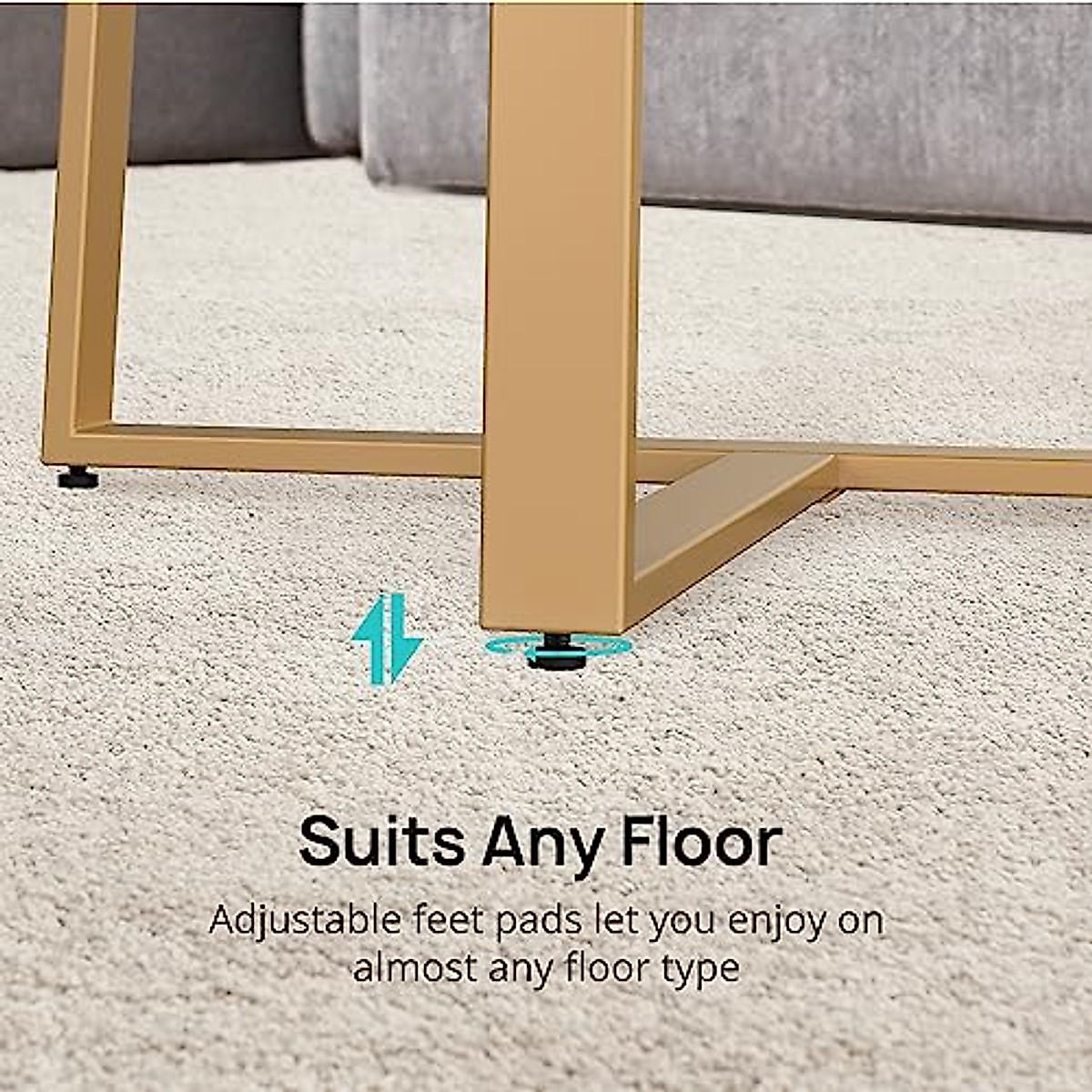 Evajoy Round Glass Coffee Table, 27.6" Gold Coffee Table with Tempered Clear Glass Surface for Living Room, Simple & Modern Center Circle Coffee Table for Small Space, Easy Assembly