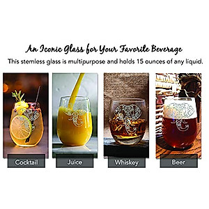 C & M Personal Gifts Elephant Stemless Wine Glass 17 Ounces, Laser Engraved, Crystal, Lead-free