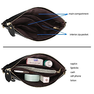 YALUXE Genuine Leather Wristlet Handbags Purses Clutch Pouch Wallet Crossbody Bags for Women