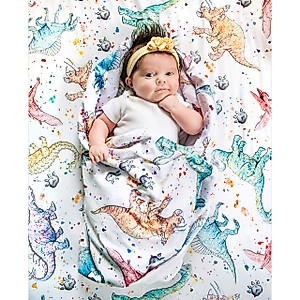 Jaxson's World Watercolor Dinosaur Theme Minky Blanket | Unique Baby Gift