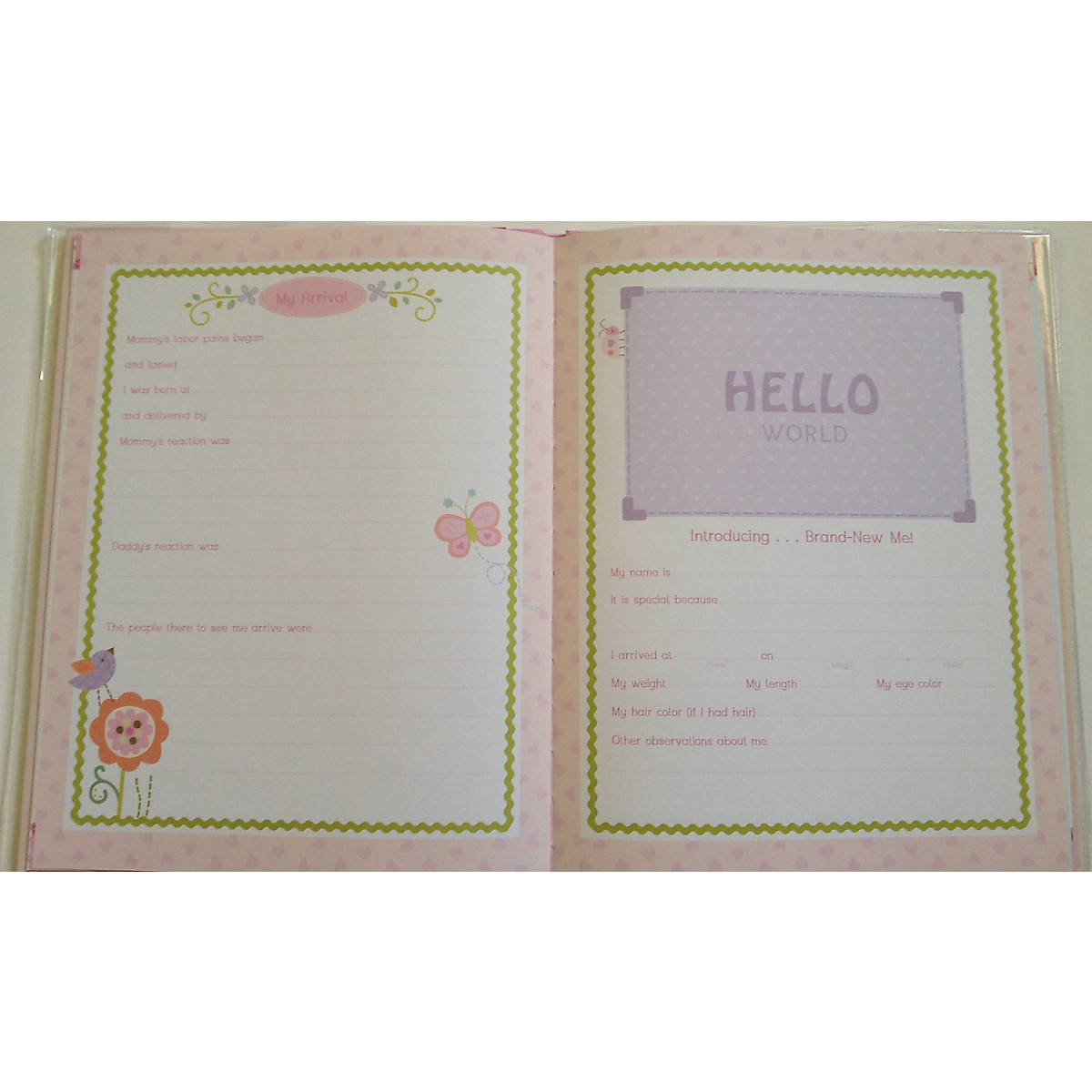 Baby's First Memory Book "Look Whoo's Adorable" Pink W/flowers, Owls, & Bird