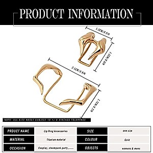 L'VOW Cyber-punk Liquid Fake Lip Ring for Women Men Party Hollow Copper Lip Cuff Body Jewelry Cyborg Accessories(Gold)