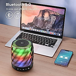 LFS Bluetooth Speaker with Lights, Portable Wireless Speaker, Powerful 20W Sound, IPX5 Waterproof, 7 Color Lights, 20H Playtime, Night Light Party Speakers, Perfect for Home, Outdoor, Holiday