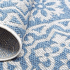 Nicole Miller New York Patio Country Danica Transitional Geometric Indoor/Outdoor Area Rug, Blue/Grey, 7'9"x10'2"