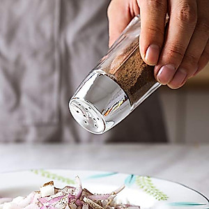 WHOLE HOUSEWARES | Stainless Steel Salt and Pepper Shakers Set | 12-Piece Pack | Pepper and Salt Shakers for Kitchen | Clear Glass Salt and Pepper Shakers