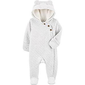 Carter's Baby Quilted Hooded Bunting, Pram, Light Grey, Newborn