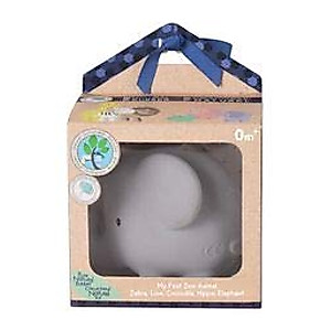 Tikiri Toys Rubber Elephant Rattle, Teether & Bath Toy, Organic Natural Rubber, Ages 6 Months & UP