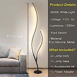 O'NEELDY LED Corner Floor Lamps, Black Branch Standing Lights with Foot Switches for Living Room, Bedroom, Reading Room (57 Inch Tall)