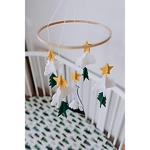 Sorrel + Fern Baby Crib Mobile (Starry Woodland Night, Long Evergreen) - Nursery Decoration Ceiling Mobile and Baby Shower for Boys & Girls