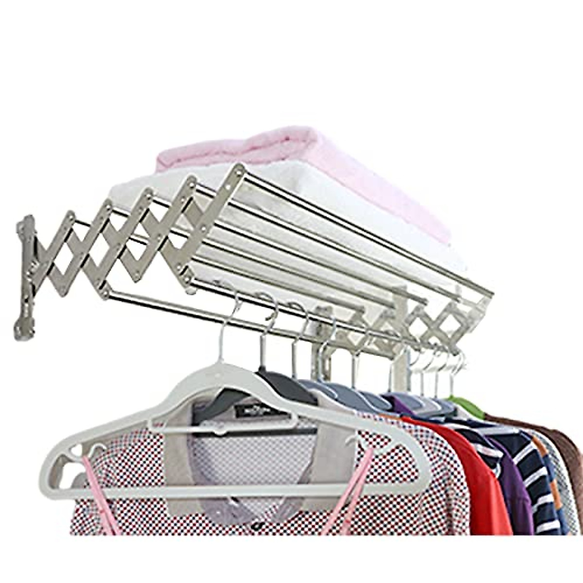 EAFTOS Retractable Folding Material Wall Mounted Drying Rack Stainless Steel Clothes Drying Rack for Bathroom Kitchen Hotel