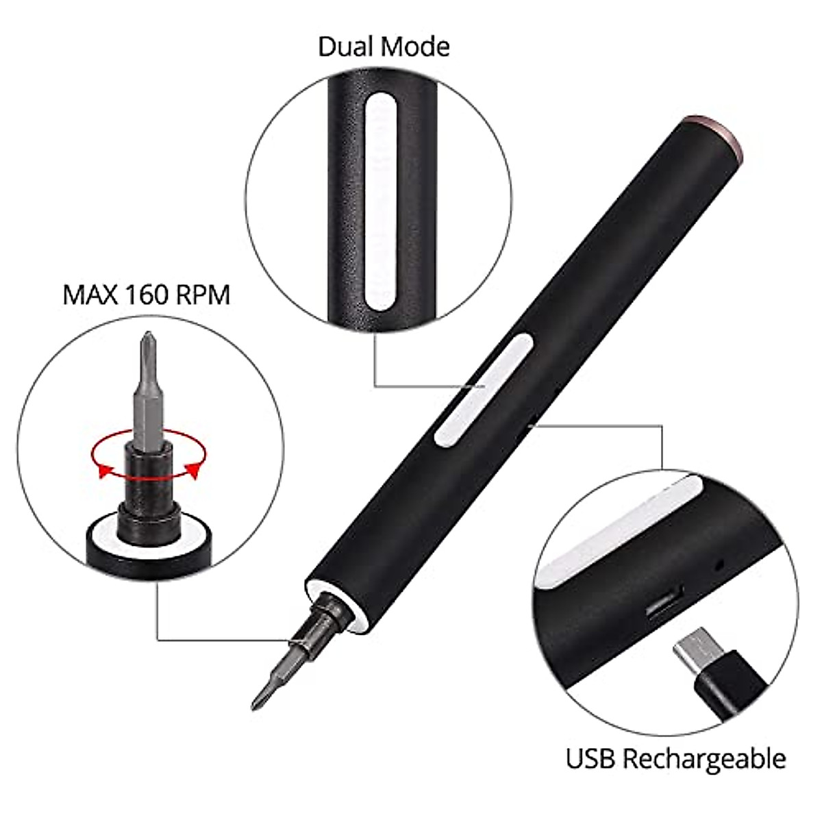 COLFULINE Precision Cordless Screwdriver Set Rechargeable Mini Electric Screwdriver with Magnetic Mat & 21 Bits Repair Tool Kits T5/T6/T8/T9, P5/P6 for iPhone/Watch/Camera