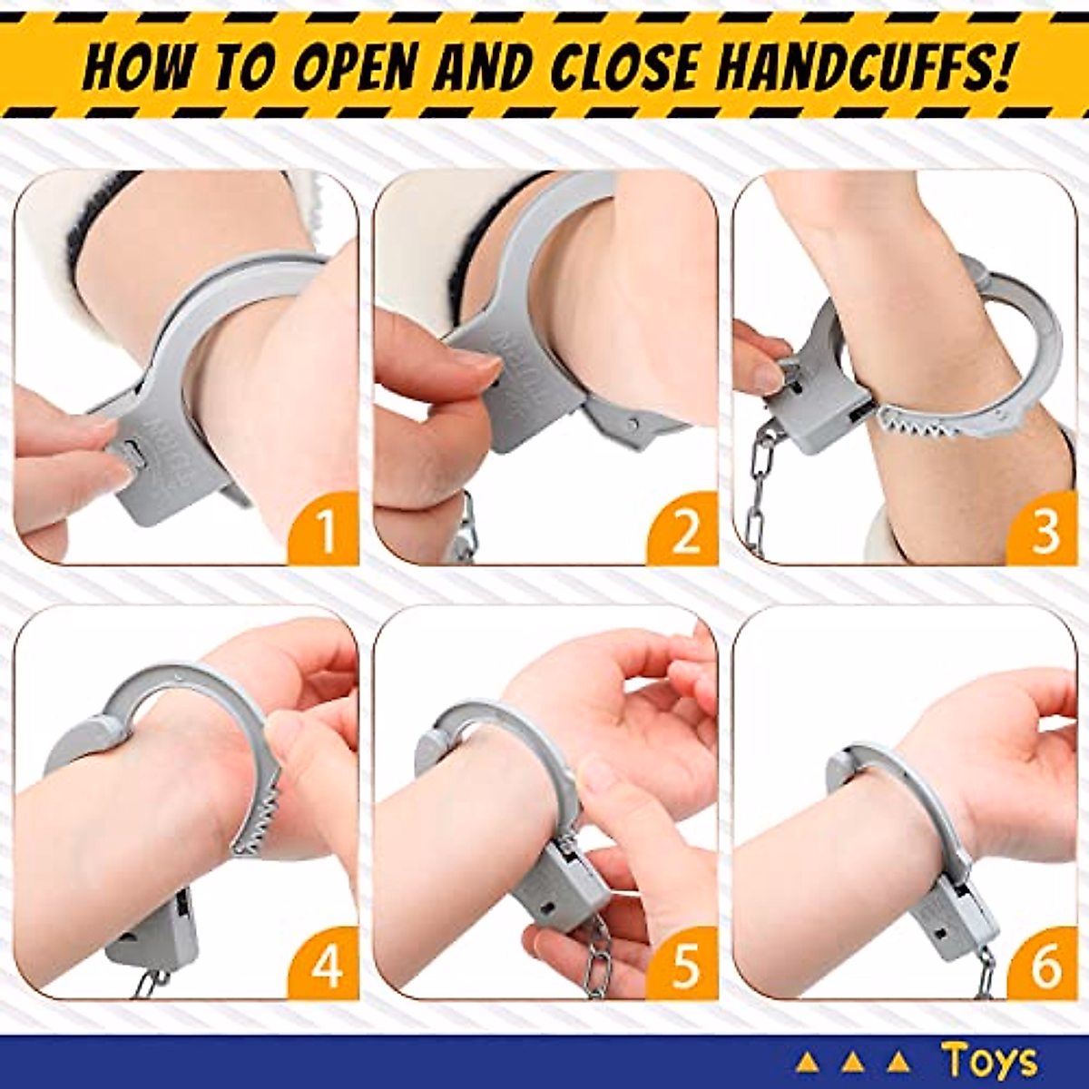 Junkin 24 Sets Plastic Handcuffs Toy for Kids - Party & Costume Accessory