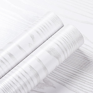 Livelynine 15.8 x197 White Wood Contact Paper for Countertops Peel and Stick Wood Wallpaper Self Adhesive Shelf Liners Kitchen Cabinet Wallpaper Waterproof Furniture Desk Vinyl Wrap Countertop Covers