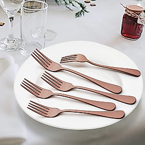 LIANYU 40-Piece Copper Flatware Silverware Set for 8, Stainless Steel Cutlery Eating Utensils Set, Wedding Party Festival Silverware, Mirror Finish, Dishwasher Safe