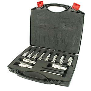 Steel Dragon Tools 13pc. High Speed Steel HSS Annular Cutter Kit 1" Depth and 7/16 in. to 1-1/16 in.