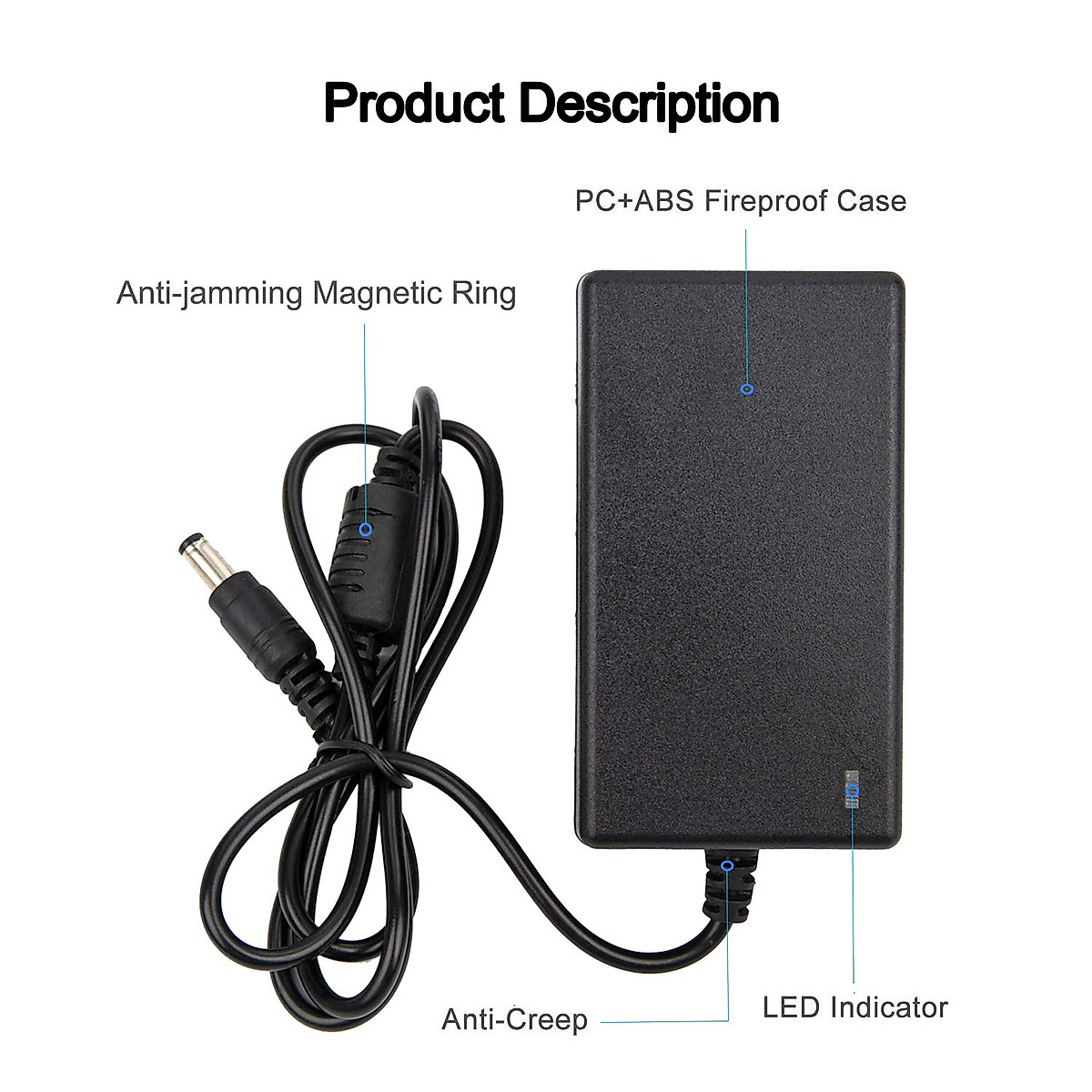 12V 3A Power Adapter, COOLM AC 100V-240V to DC 12 Volt 3amp 3000mA Power Supply 5.5mm x 2.5mm 36W Switching Charger with Female Connector for LCD Monitor, Wireless Router, CCTV Cameras