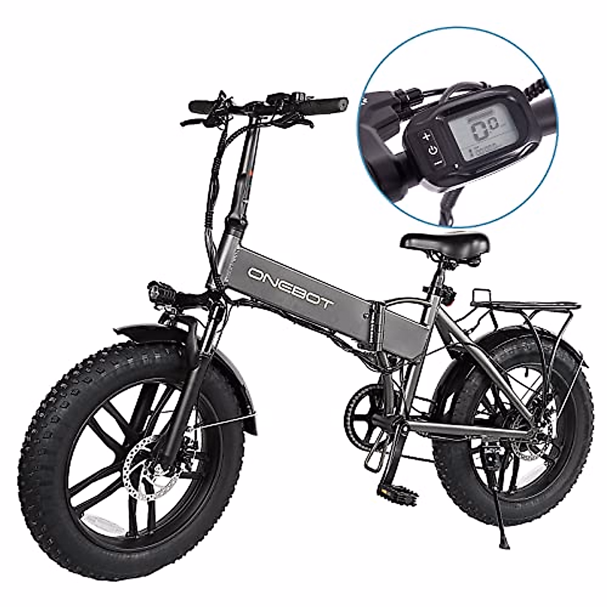 ONEBOT T6F Electric Bike Foldable 20" X 4.0" Fat Tire Electric Bicycle with 350W Motor, 48V 10.5AH Removable Battery Ebike Rear Motor with 6 Speed Gear