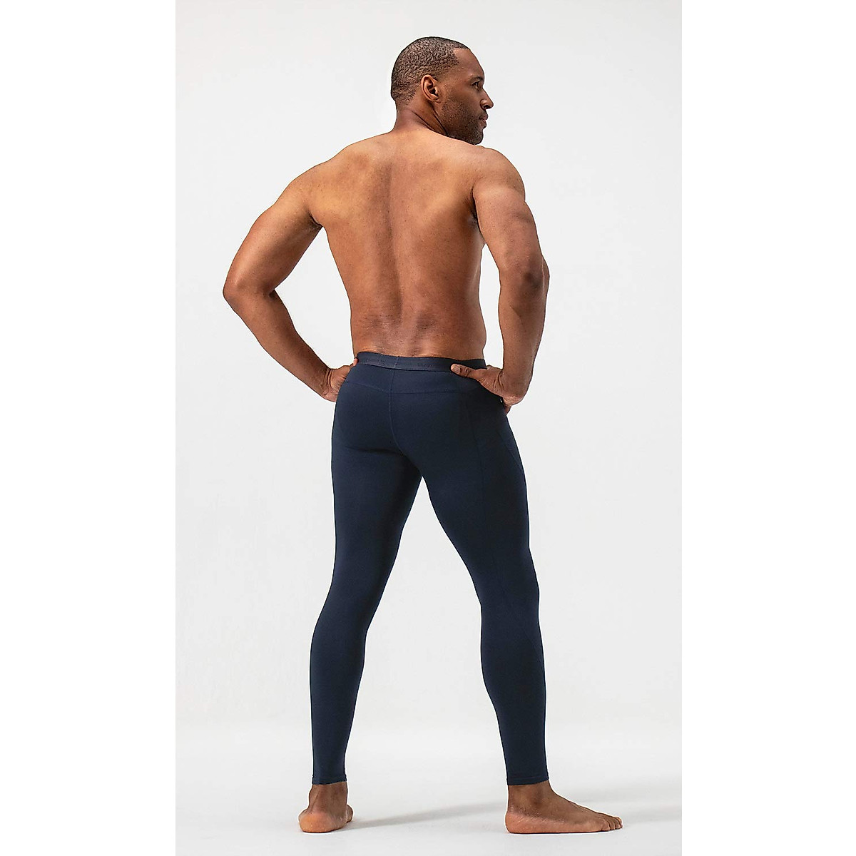 DEVOPS Men's Thermal Compression Pants, Athletic Leggings Base Layer Bottoms (2 Pack) (Small, Black/Navy)