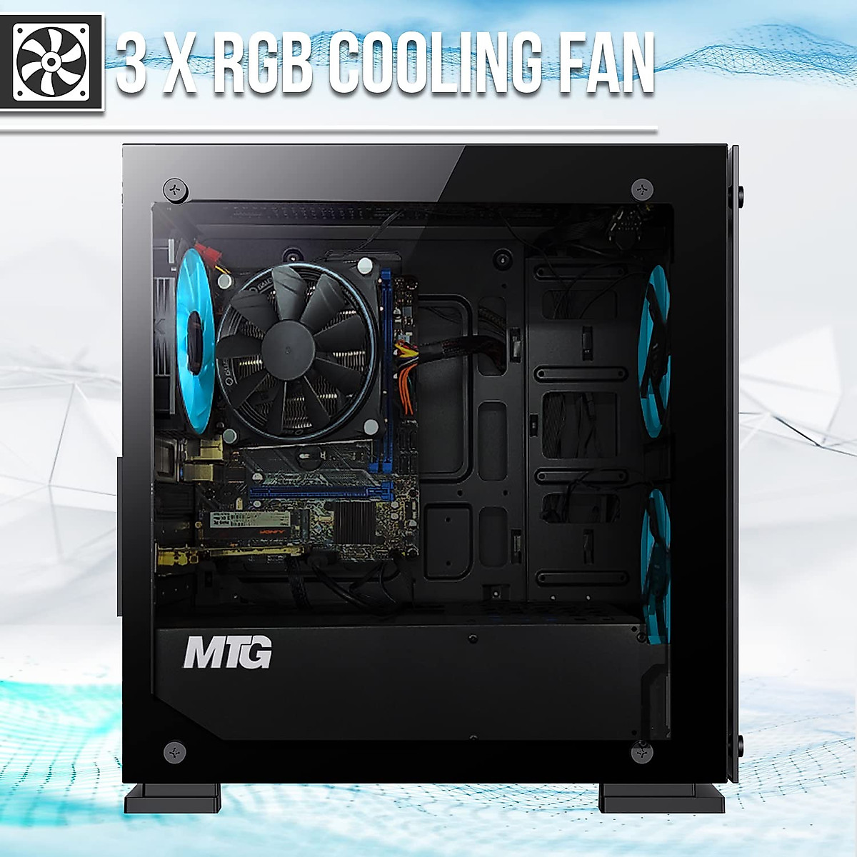 MTG Aurora 4T Gaming Tower PC- Intel Core i7 4th Gen, AMD RX 580 GDDR5 8GB 256bits Graphic, 16GB Ram, 1TB Nvme, 4TB HDD, MTG 4 in 1 Gaming Kit, Webcam, Win 10 Home