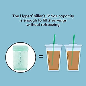 HyperChiller HC1 Patented Iced Coffee/Beverage Cooler, NEW, IMPROVED,STRONGER AND MORE DURABLE! Ready in One Minute, Reusable for Iced Tea, Wine, Spirits, Alcohol, Juice, 12.5 Oz, Mint