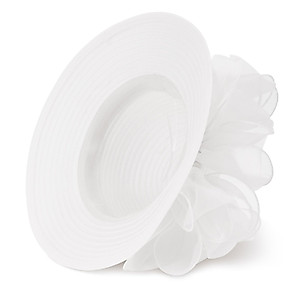 DRESHOW Lady Derby Dress Church Bowler Cloche Hat Bowknot Organza Bridal Cap for Wedding