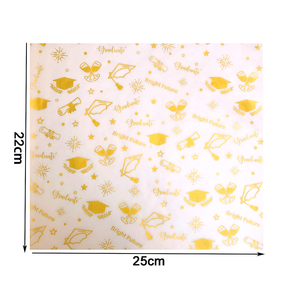 Suiwen 150pcs Graduation Gold Wax Paper Sheets Sandwich Wrapping Paper, Greaseproof Wrap Paper Parchment Papers Air Fryer Disposable Paper Liner Food Basket Liners for Outdoor Picnic (Gold Graduation)