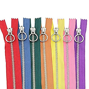 Exquisite Zipper，5# Zipper 2Pcs 20cm Close-End Auto Lock Circle Platinum Plating Zipper Type 9 20cm (Color : Type 13, Size : 20cm)